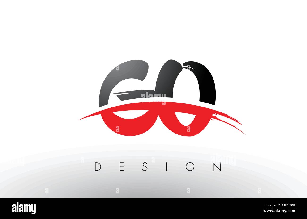 GO G O Brush Logo Letters Design with Red and Black Colors and Brush ...