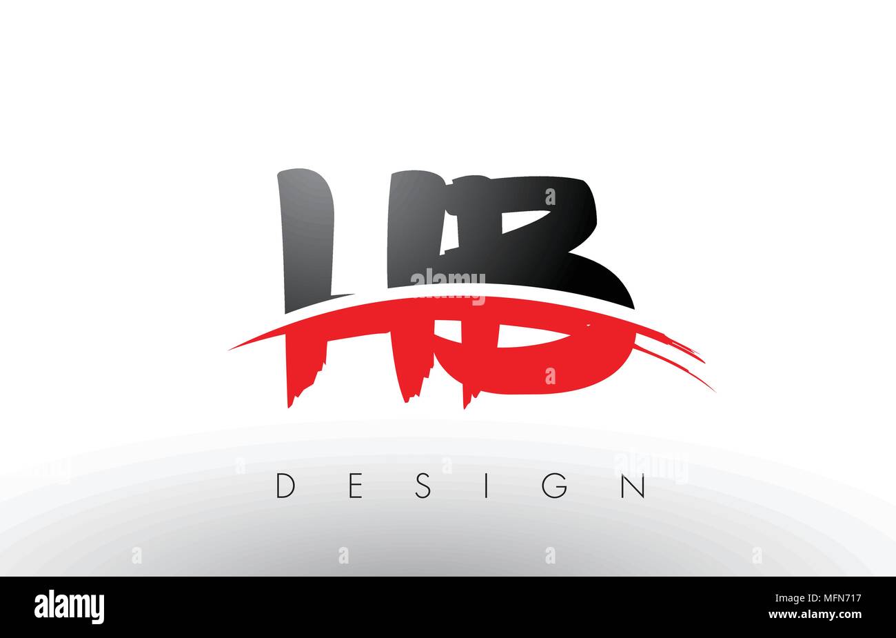 HB H B Brush Logo Letters Design with Red and Black Colors and Brush ...