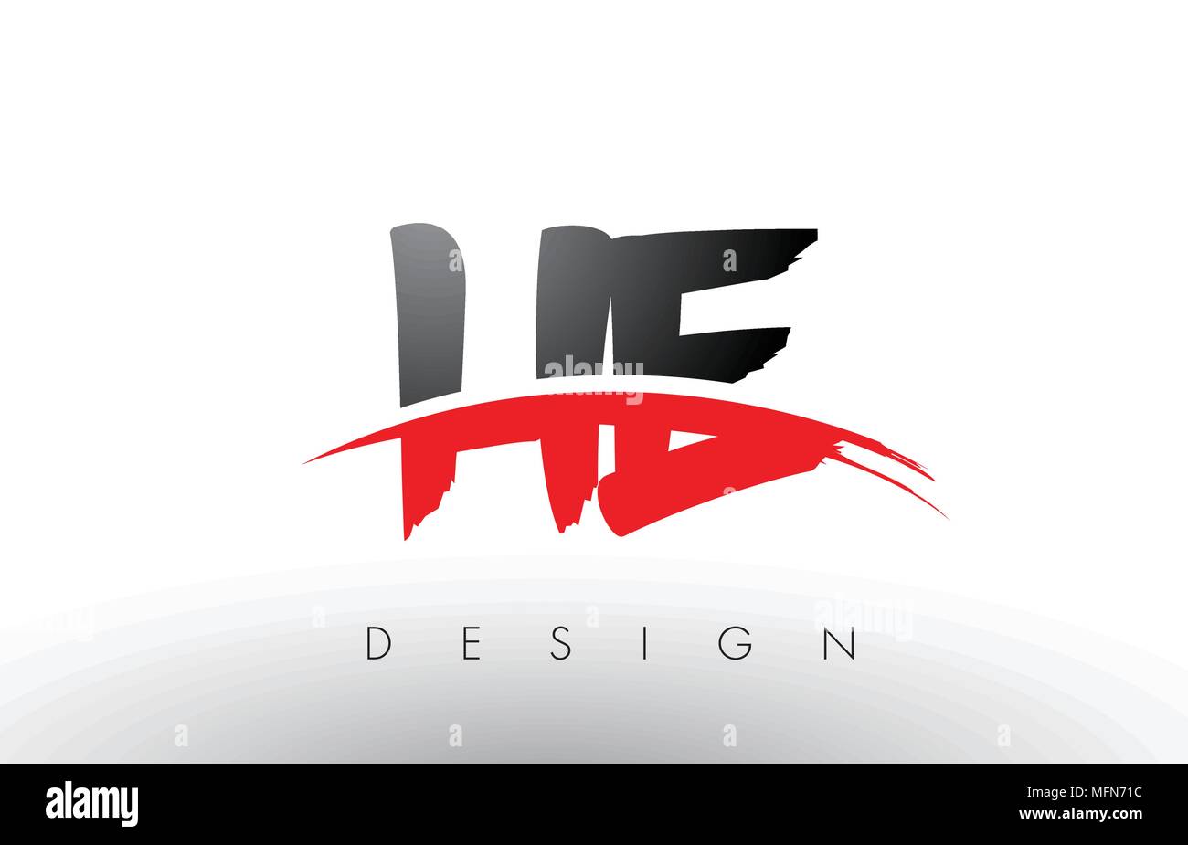 HE H E Brush Logo Letters Design with Red and Black Colors and Brush ...