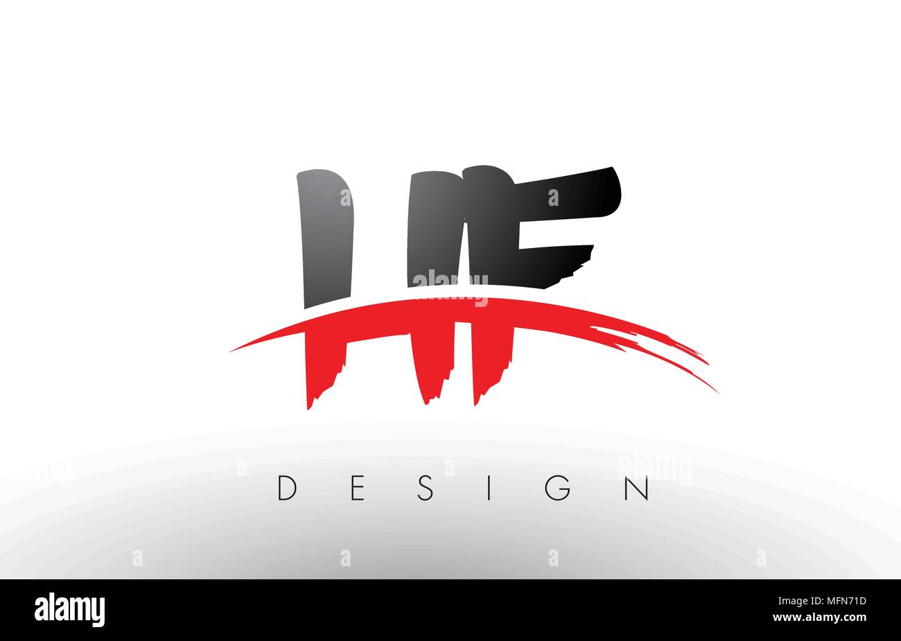 HF H F Brush Logo Letters Design with Red and Black Colors and Brush ...