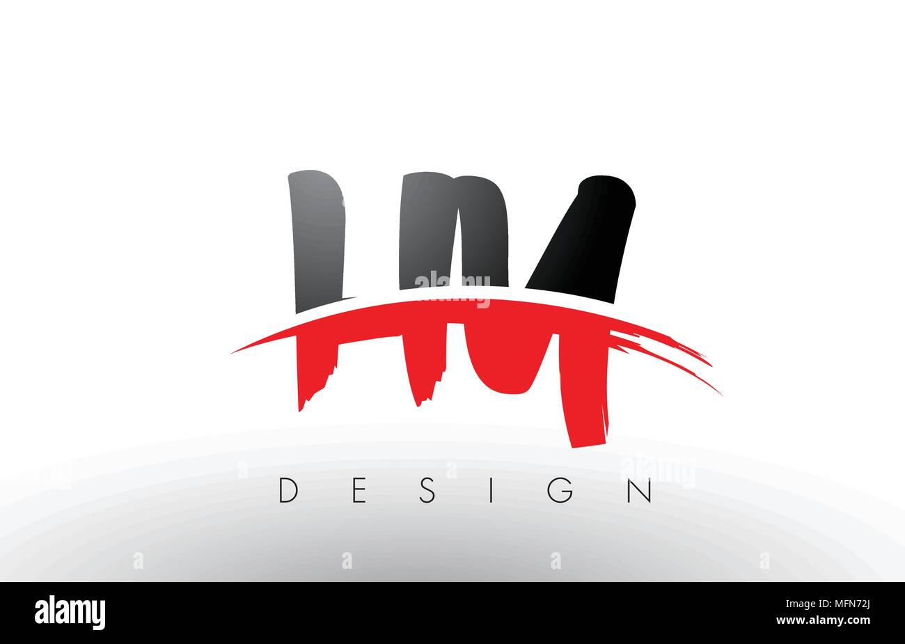 HY H Y Brush Logo Letters Design with Red and Black Colors and Brush ...