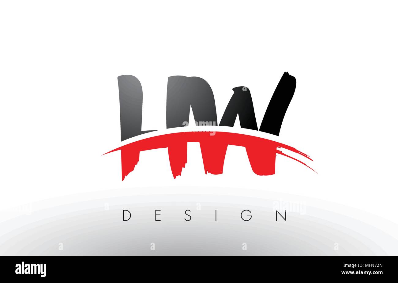 HW H W Brush Logo Letters Design with Red and Black Colors and Brush ...