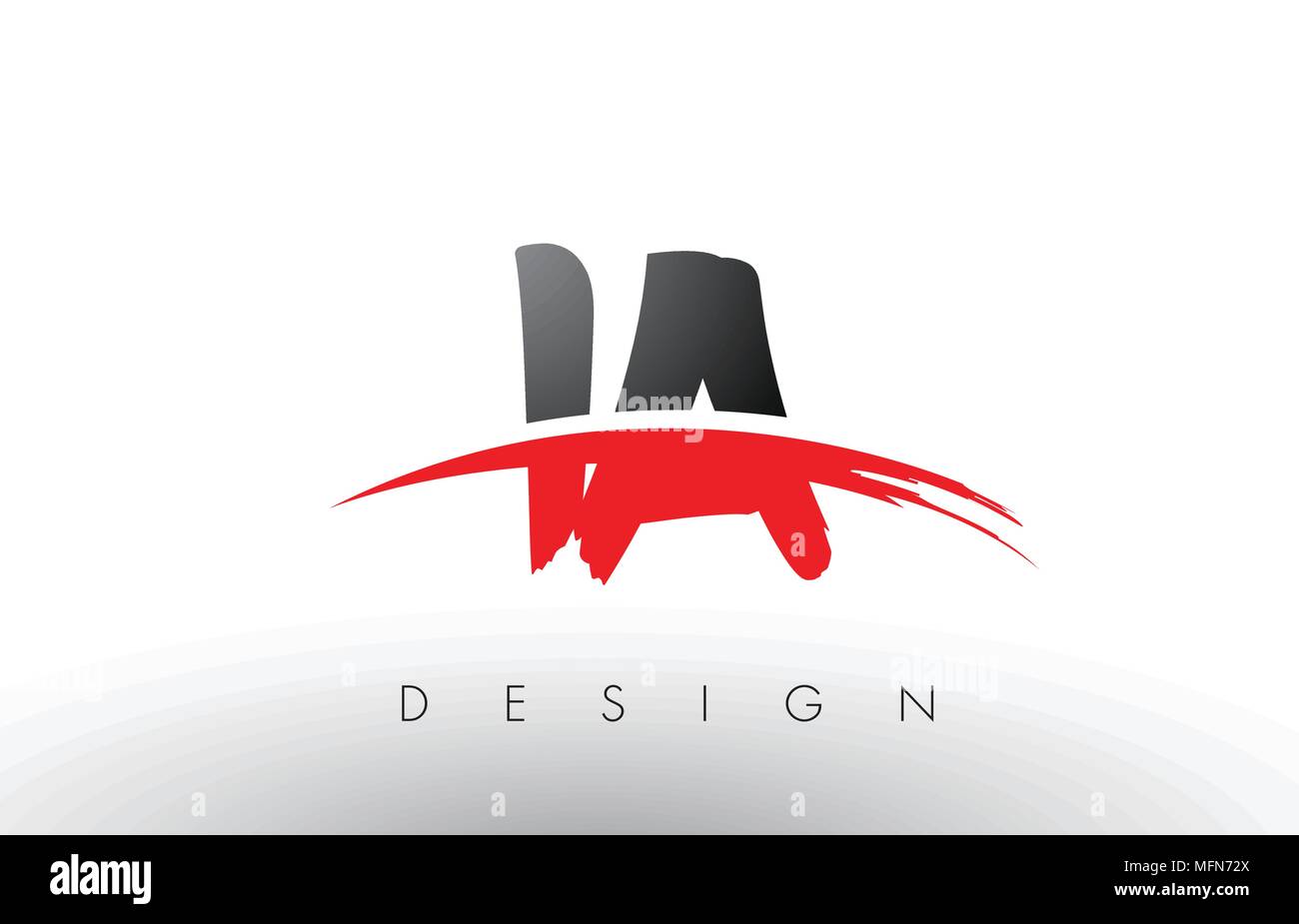 IA I A Brush Logo Letters Design with Red and Black Colors and Brush ...