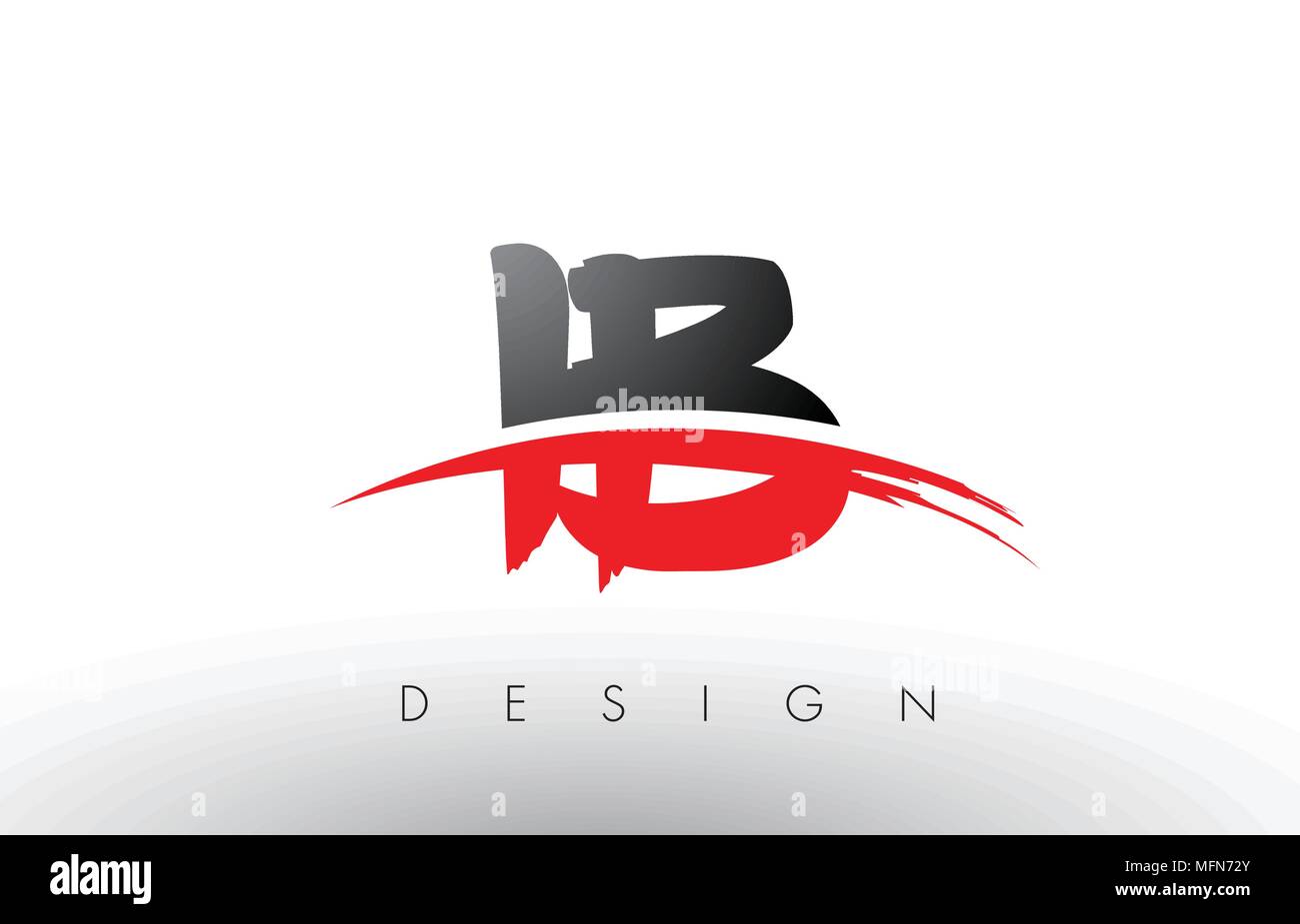 IB I B Brush Logo Letters Design with Red and Black Colors and Brush ...