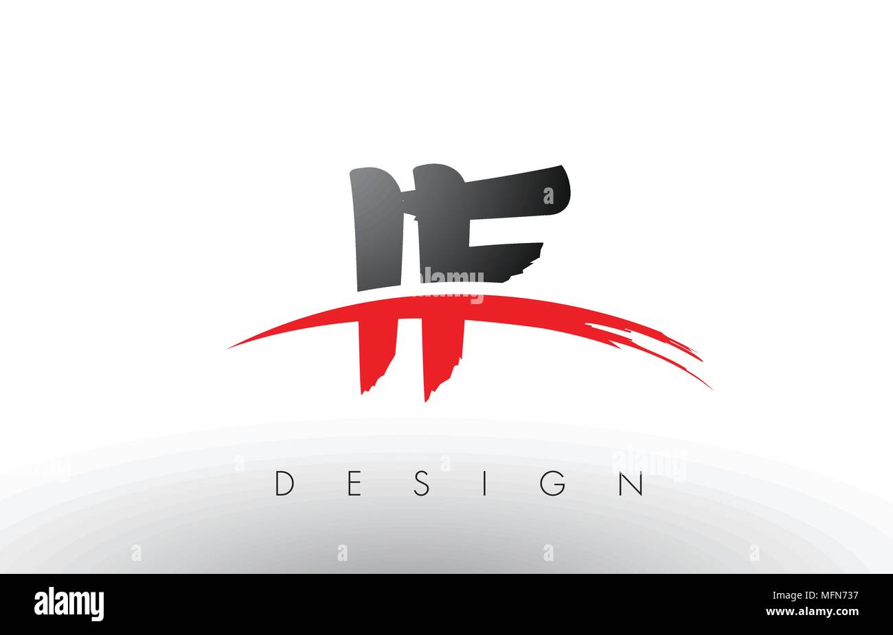 IF I F Brush Logo Letters Design with Red and Black Colors and Brush ...