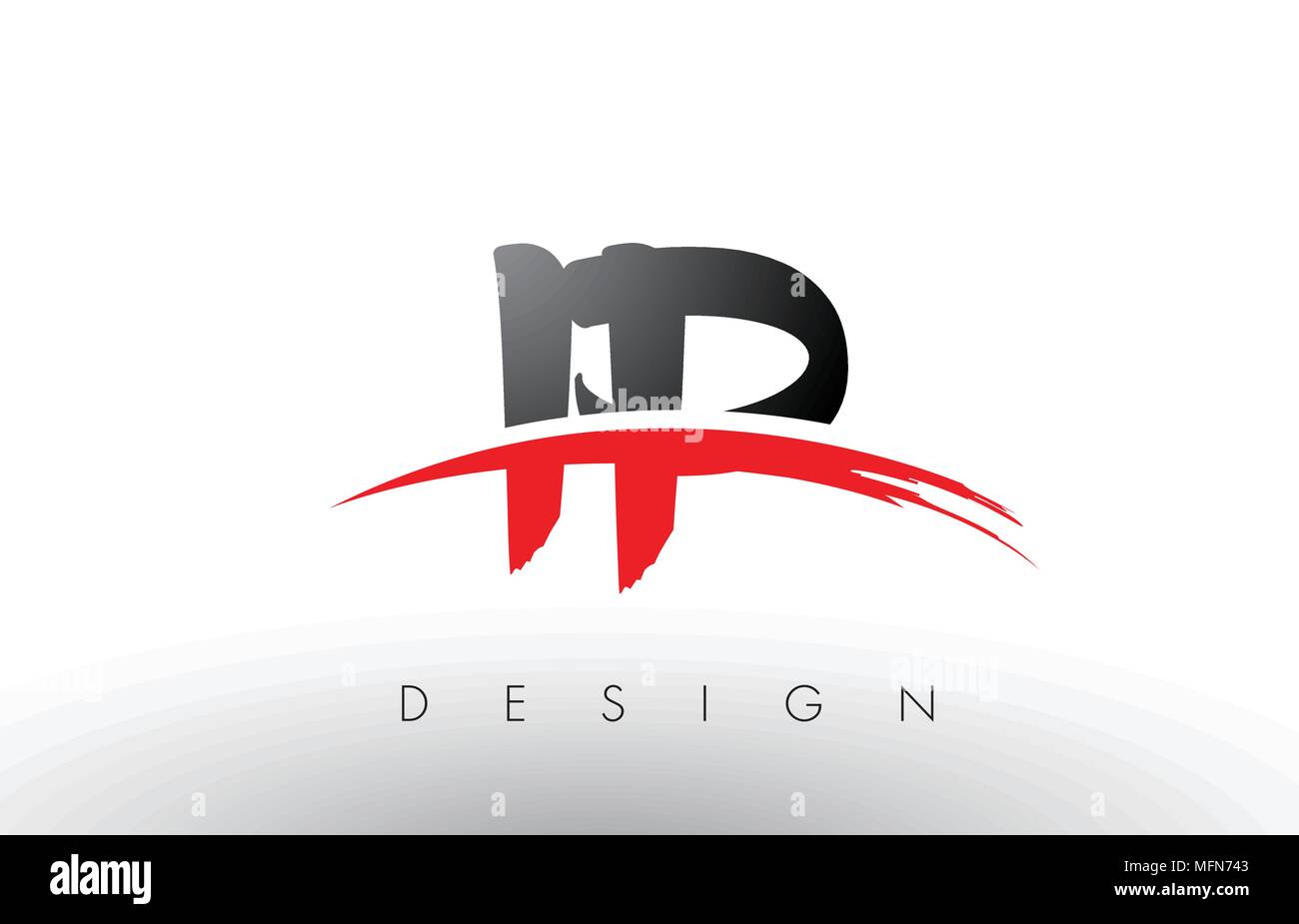 IP I P Brush Logo Letters Design with Red and Black Colors and Brush ...