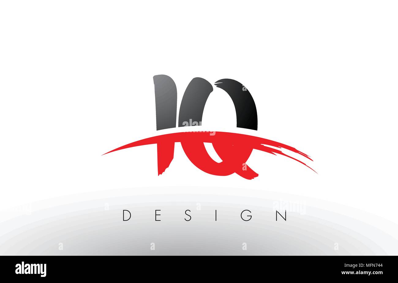 IQ I Q Brush Logo Letters Design with Red and Black Colors and Brush ...