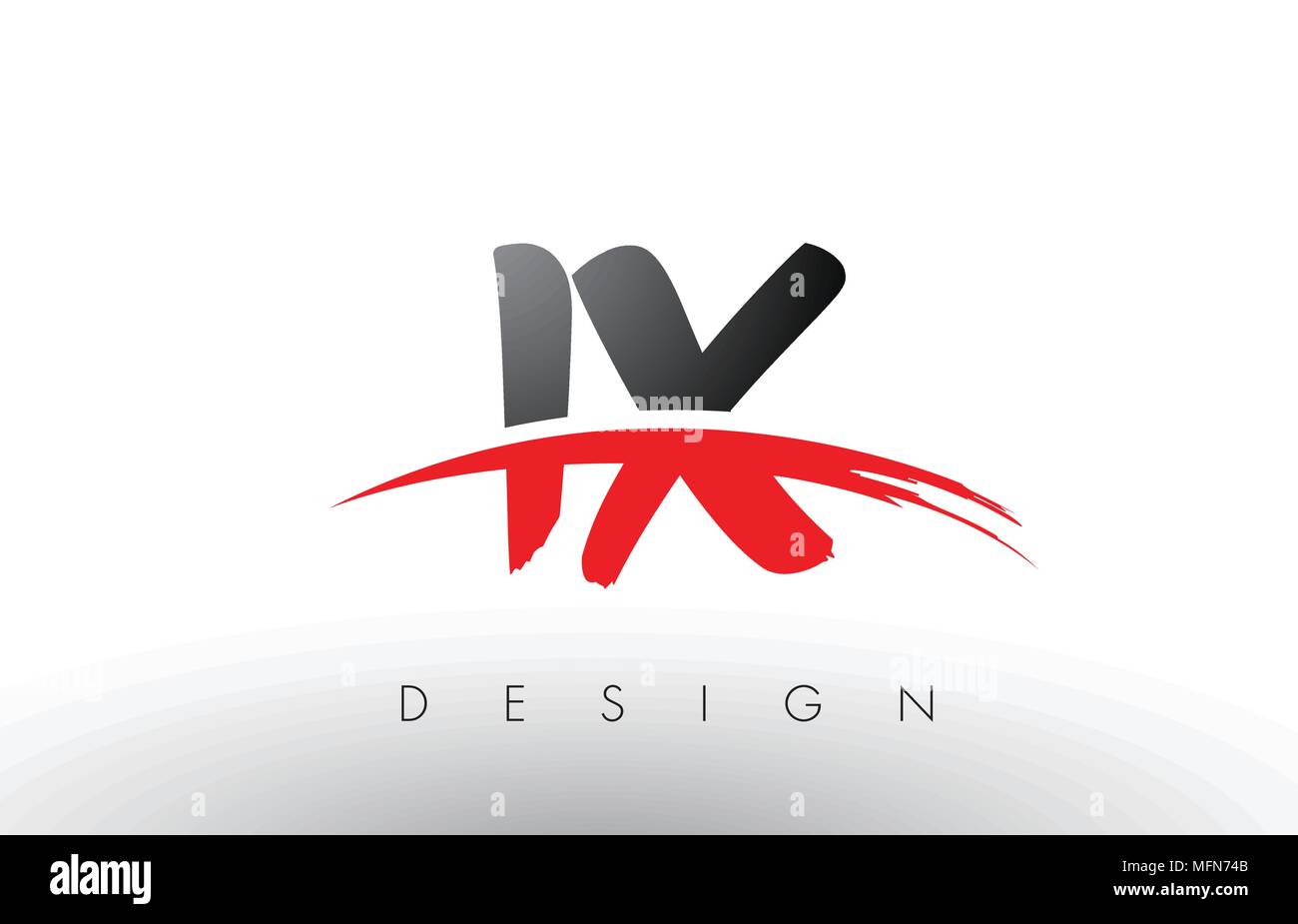 IX I X Brush Logo Letters Design with Red and Black Colors and Brush ...