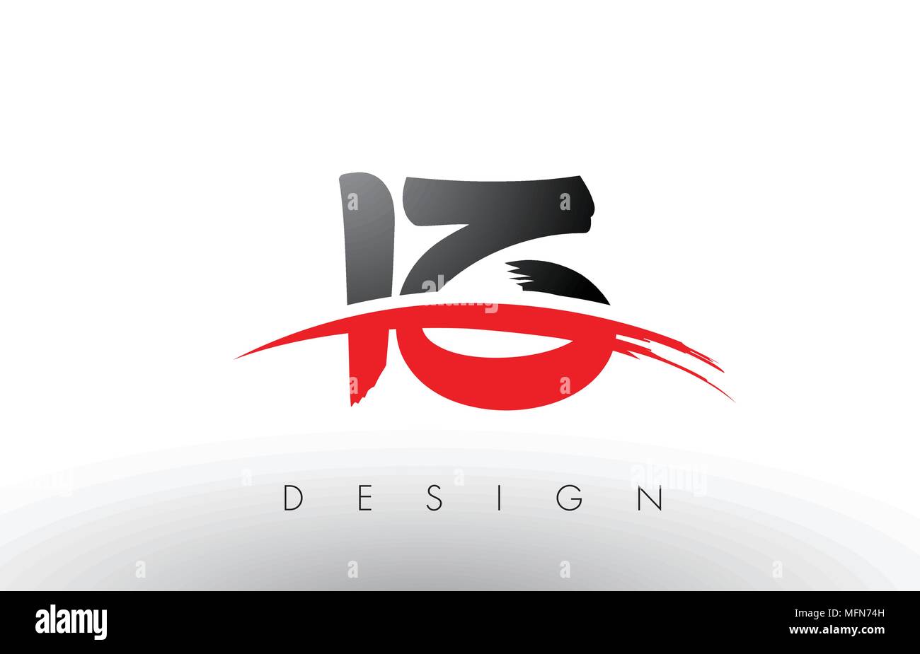 IZ I Z Brush Logo Letters Design with Red and Black Colors and Brush ...