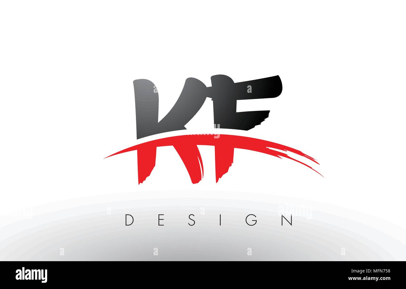 KF K F Brush Logo Letters Design with Red and Black Colors and Brush ...