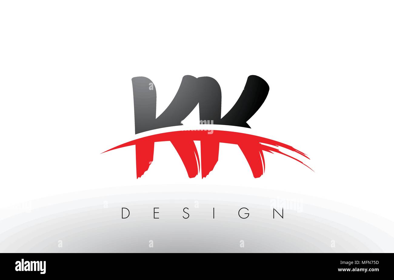 KK K K Brush Logo Letters Design with Red and Black Colors and Brush ...