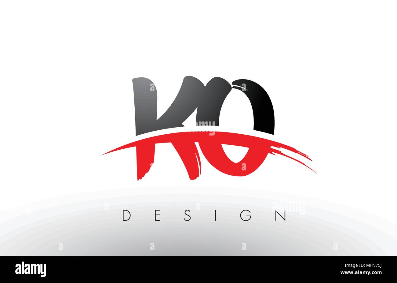 KO K O Brush Logo Letters Design with Red and Black Colors and Brush ...
