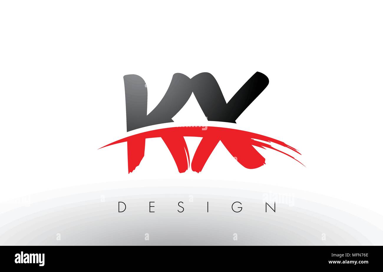 Kx K X Brush Logo Letters Design With Red And Black Colors And Brush Letter Concept Stock Vector 