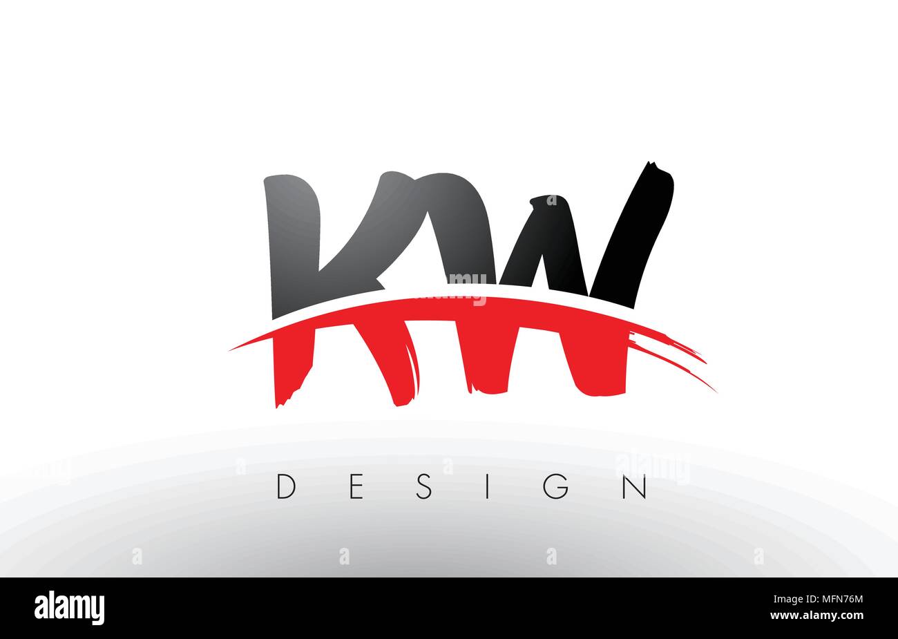 KW K W Brush Logo Letters Design with Red and Black Colors and Brush ...