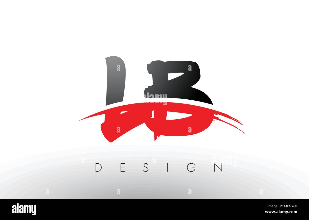 LB L B Brush Logo Letters Design with Red and Black Colors and Brush ...