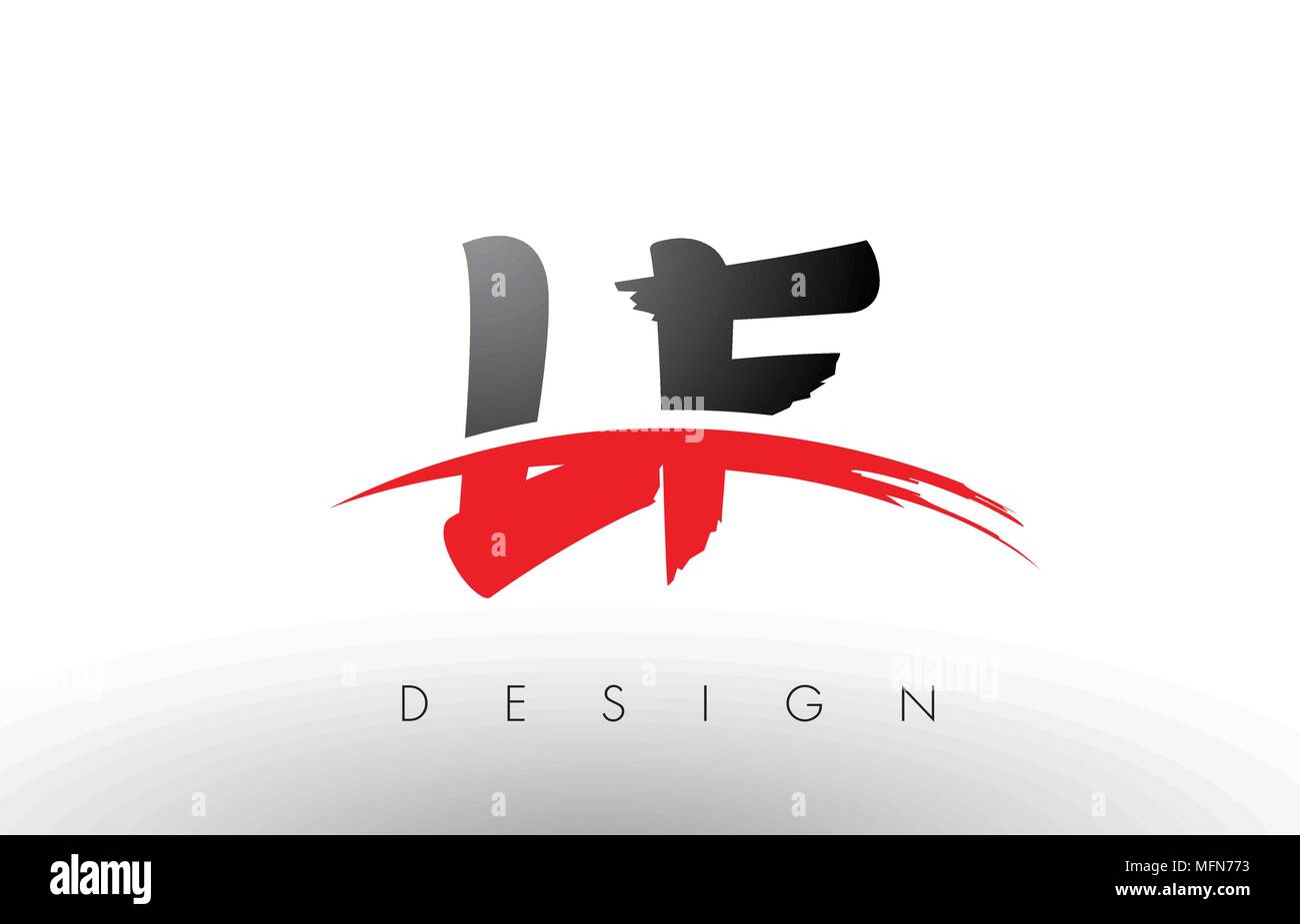 LF L F Brush Logo Letters Design with Red and Black Colors and Brush ...
