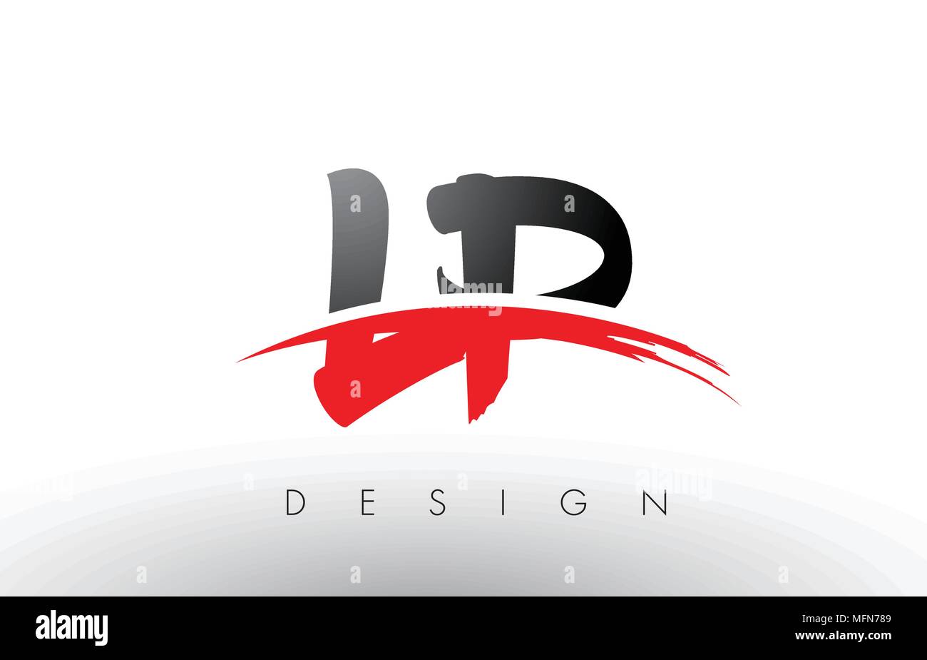 LP L P Brush Logo Letters Design with Red and Black Colors and Brush ...