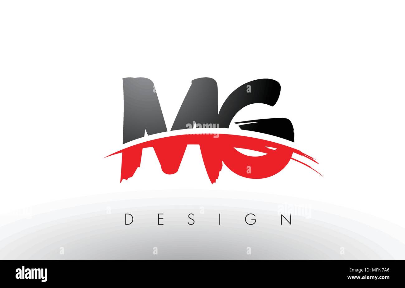 MG M G Brush Logo Letters Design with Red and Black Colors and Brush ...