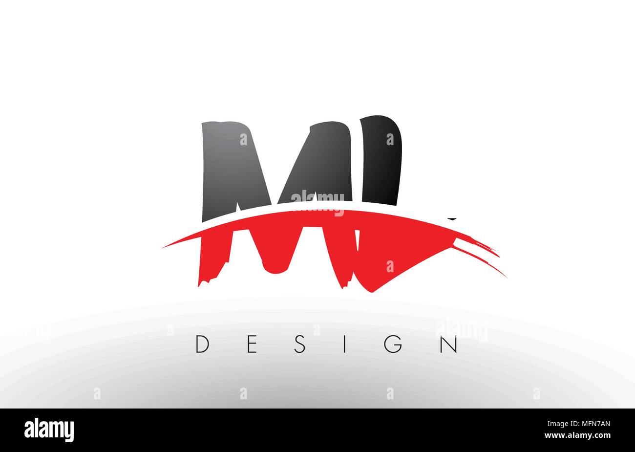 ML M L Brush Logo Letters Design with Red and Black Colors and Brush ...