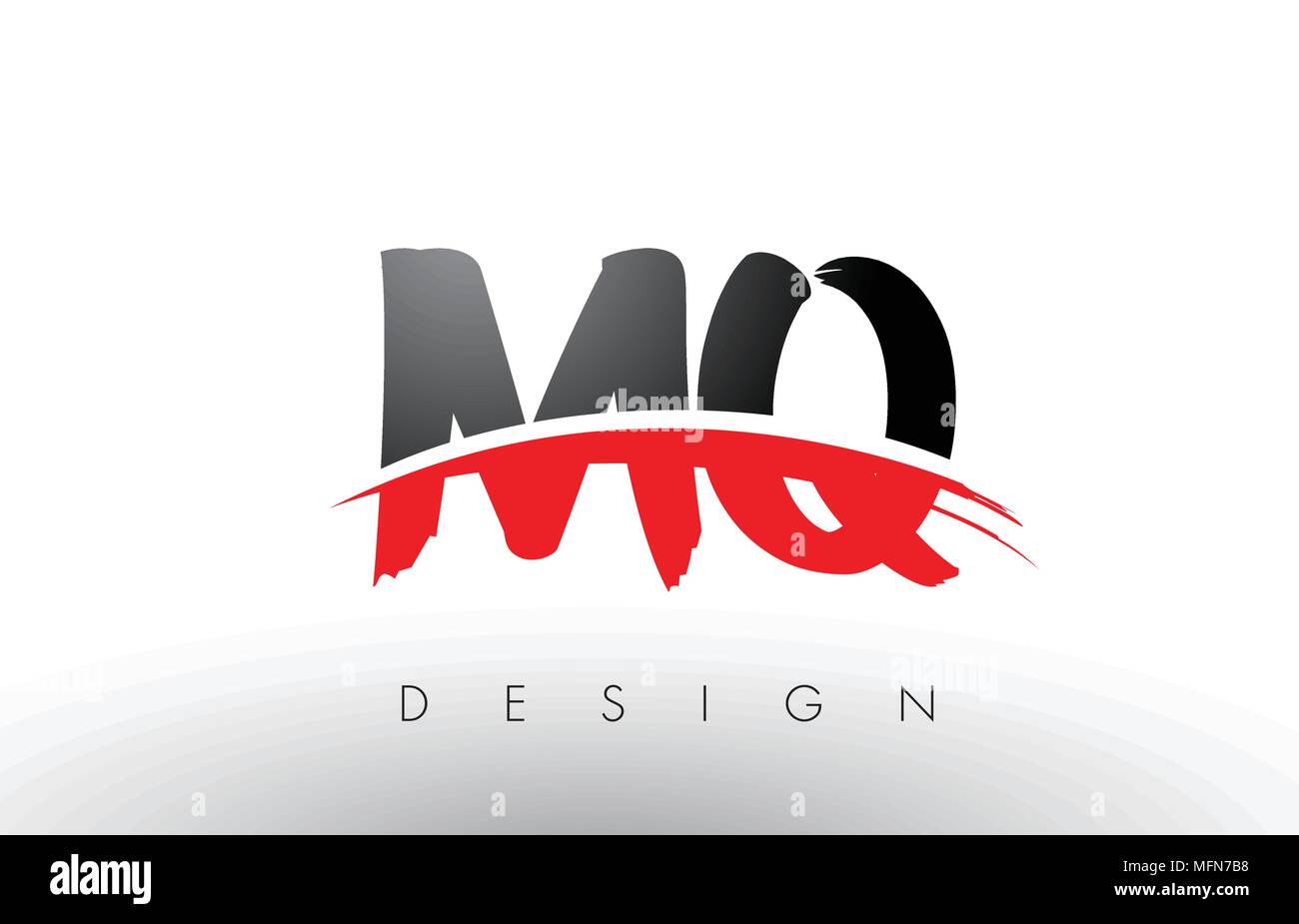 MQ M Q Brush Logo Letters Design with Red and Black Colors and Brush ...