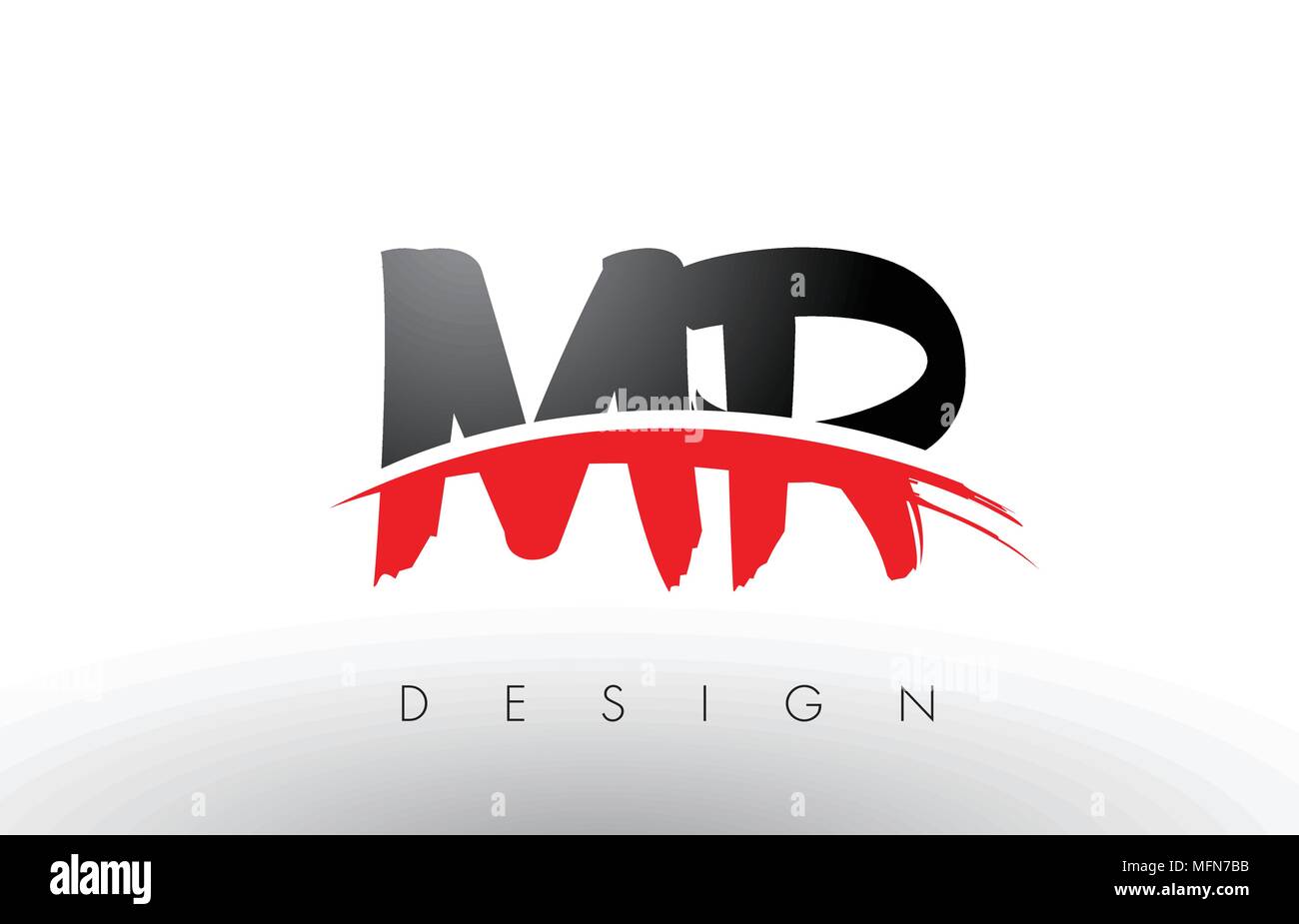 MR M R Brush Logo Letters Design with Red and Black Colors and Brush ...
