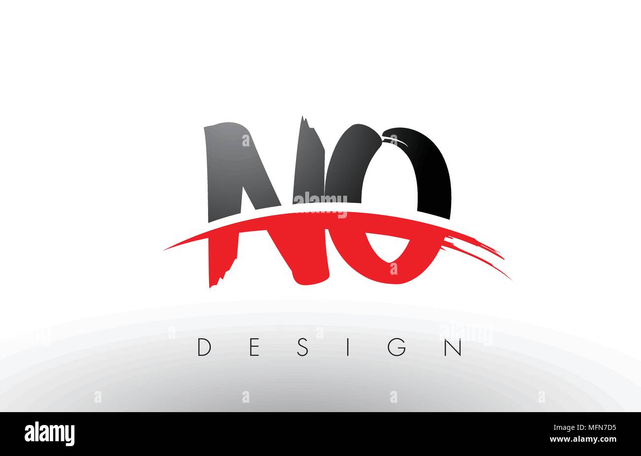 NO N O Brush Logo Letters Design with Red and Black Colors and Brush ...