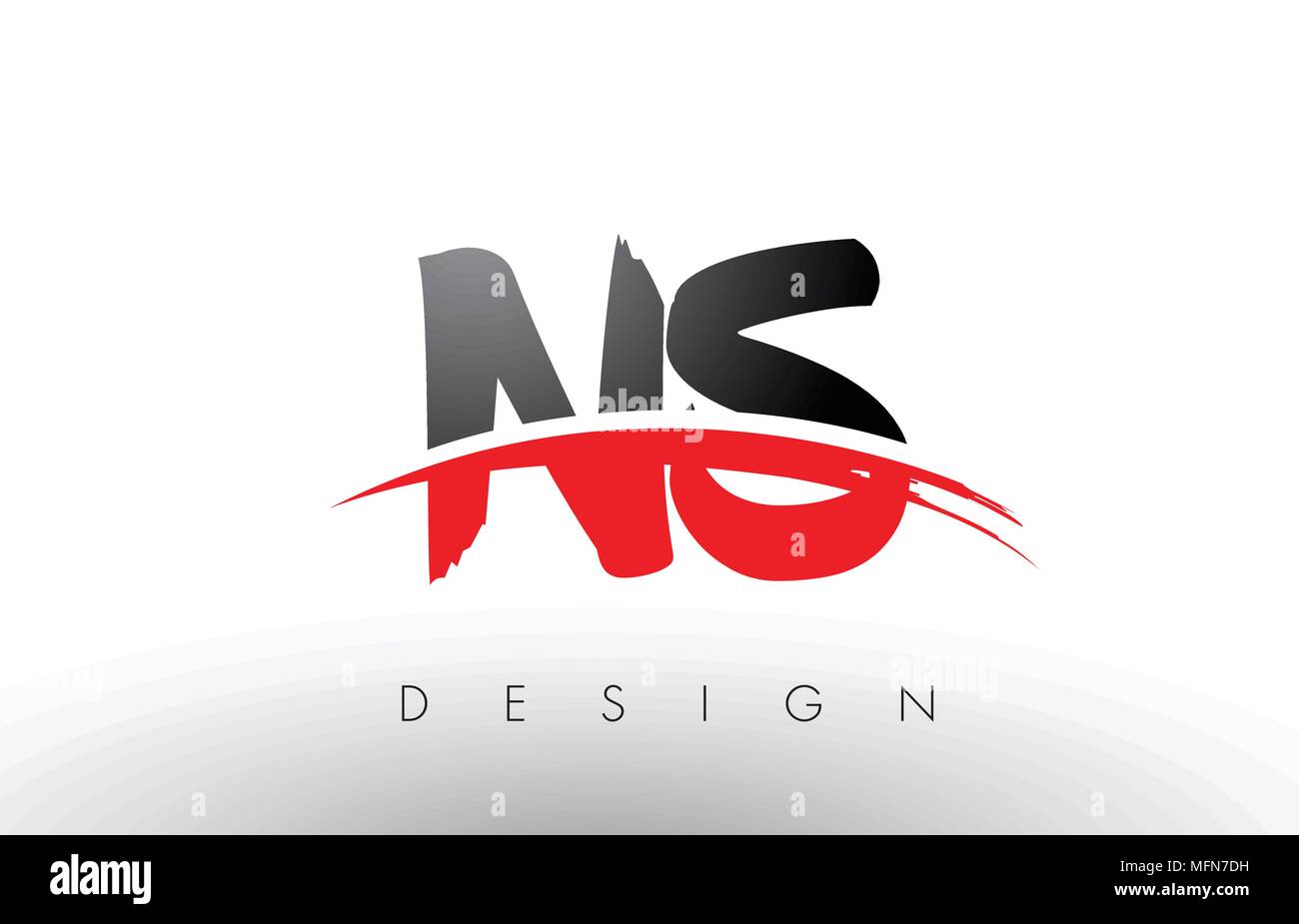 NS N S Brush Logo Letters Design with Red and Black Colors and Brush ...