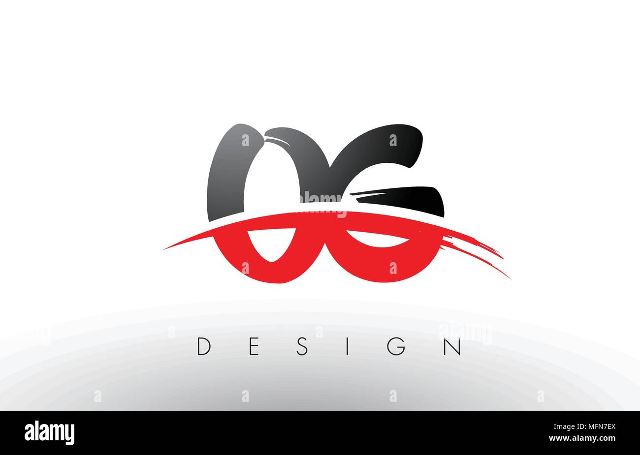 OG O G Brush Logo Letters Design with Red and Black Colors and Brush ...