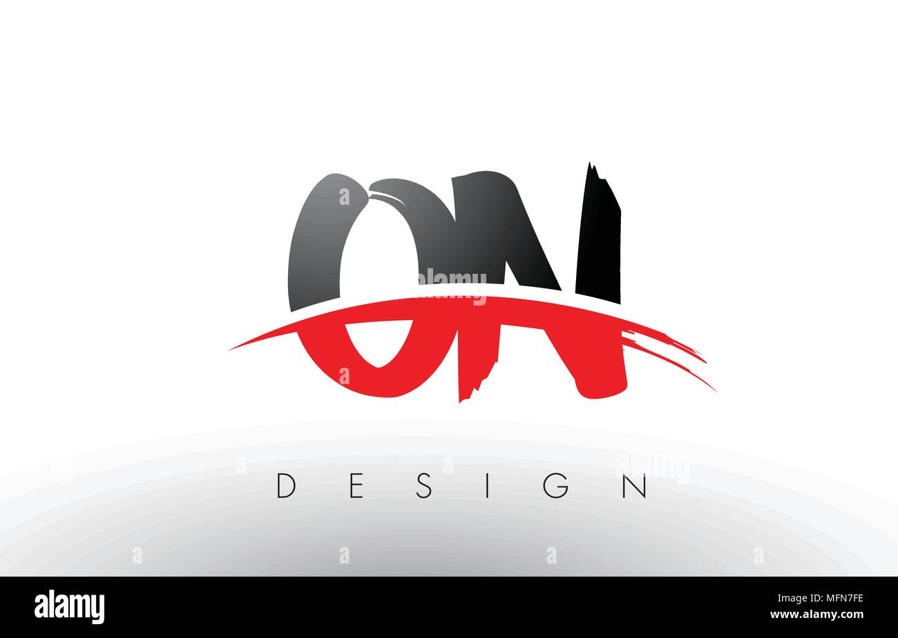 ON O N Brush Logo Letters Design with Red and Black Colors and Brush ...