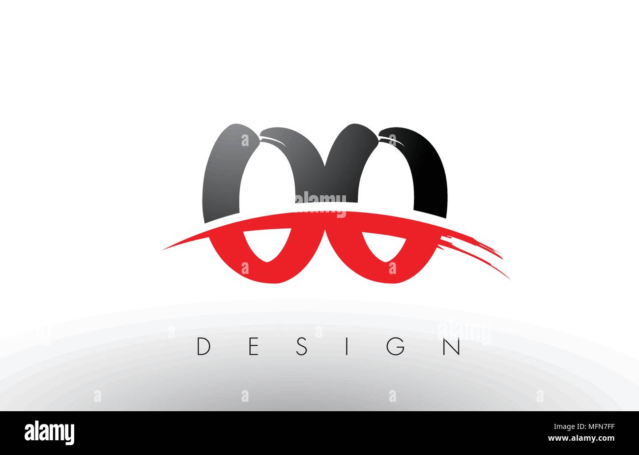 OO O Brush Logo Letters Design with Red and Black Colors and Brush ...