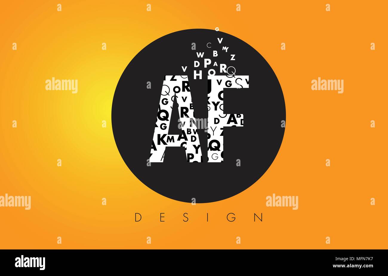 AF A F Logo Design Made of Small Letters with Black Circle and Yellow ...