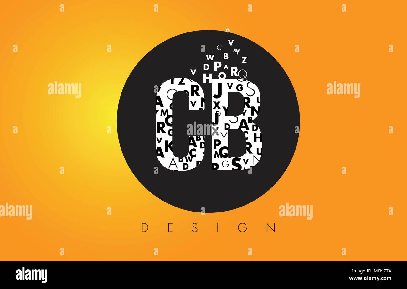 CB C B Logo Design Made of Small Letters with Black Circle and Yellow ...