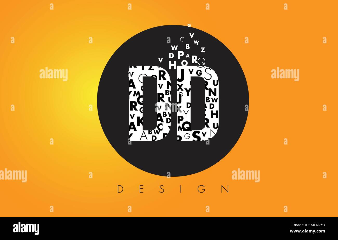 DD D D Logo Design Made of Small Letters with Black Circle and Yellow ...