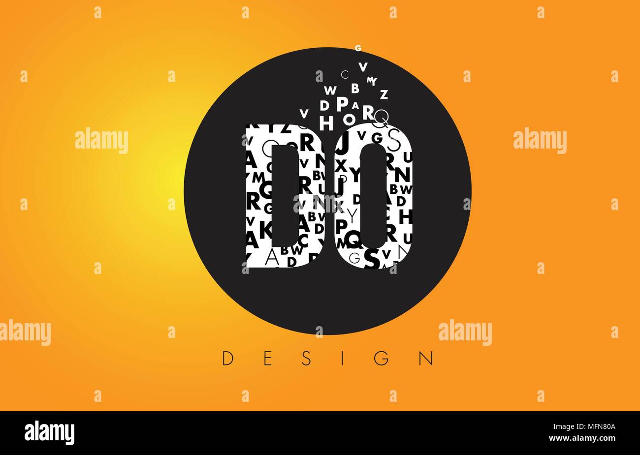DO D O Logo Design Made of Small Letters with Black Circle and Yellow ...
