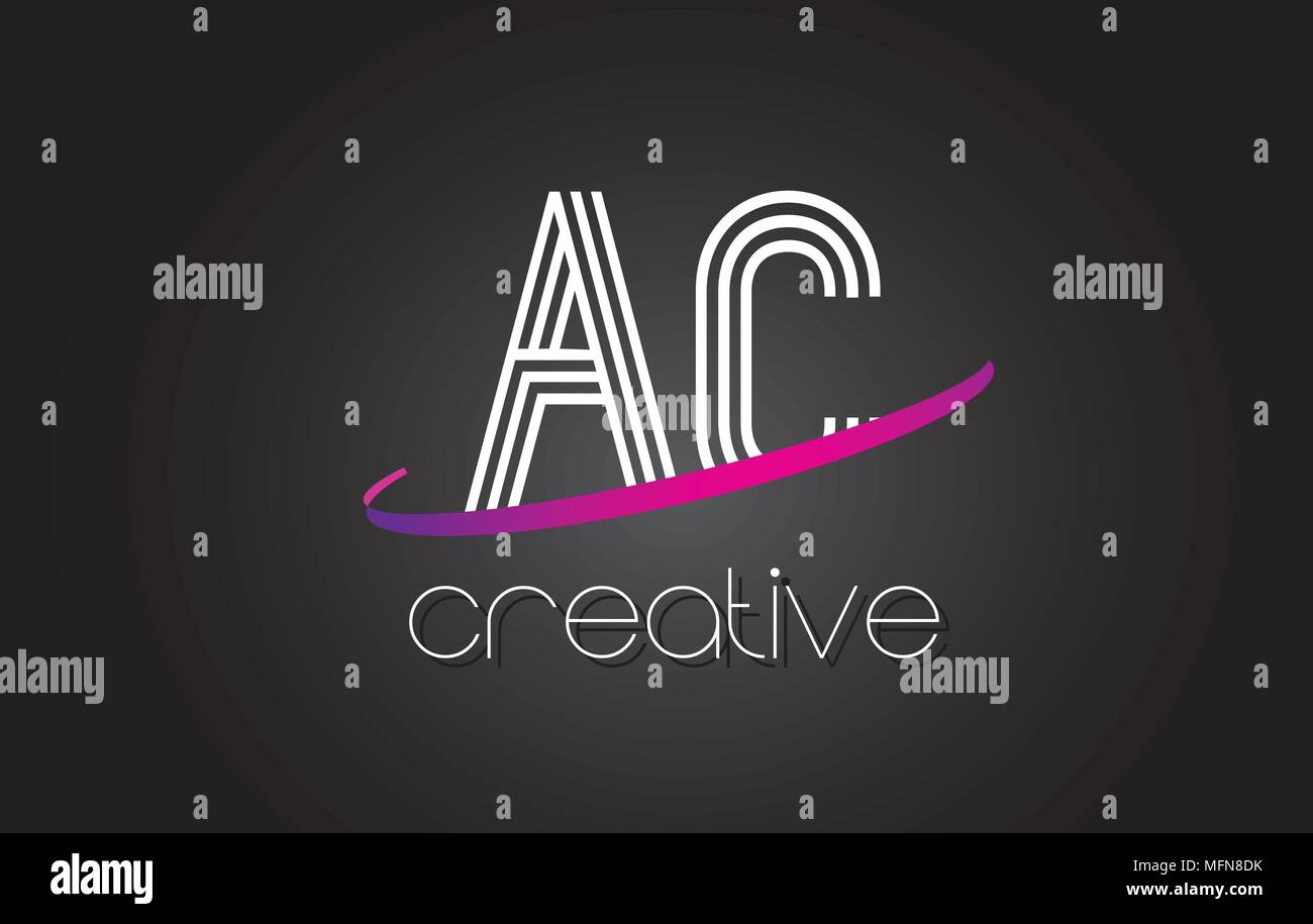 AC A C Letter Logo with Lines Design And Purple Swoosh Vector Letters ...
