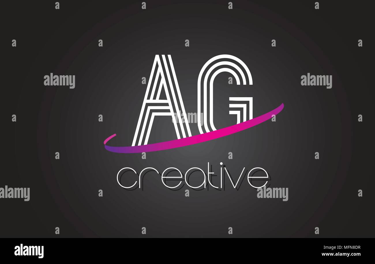 AG A G Letter Logo with Lines Design And Purple Swoosh Vector Letters ...