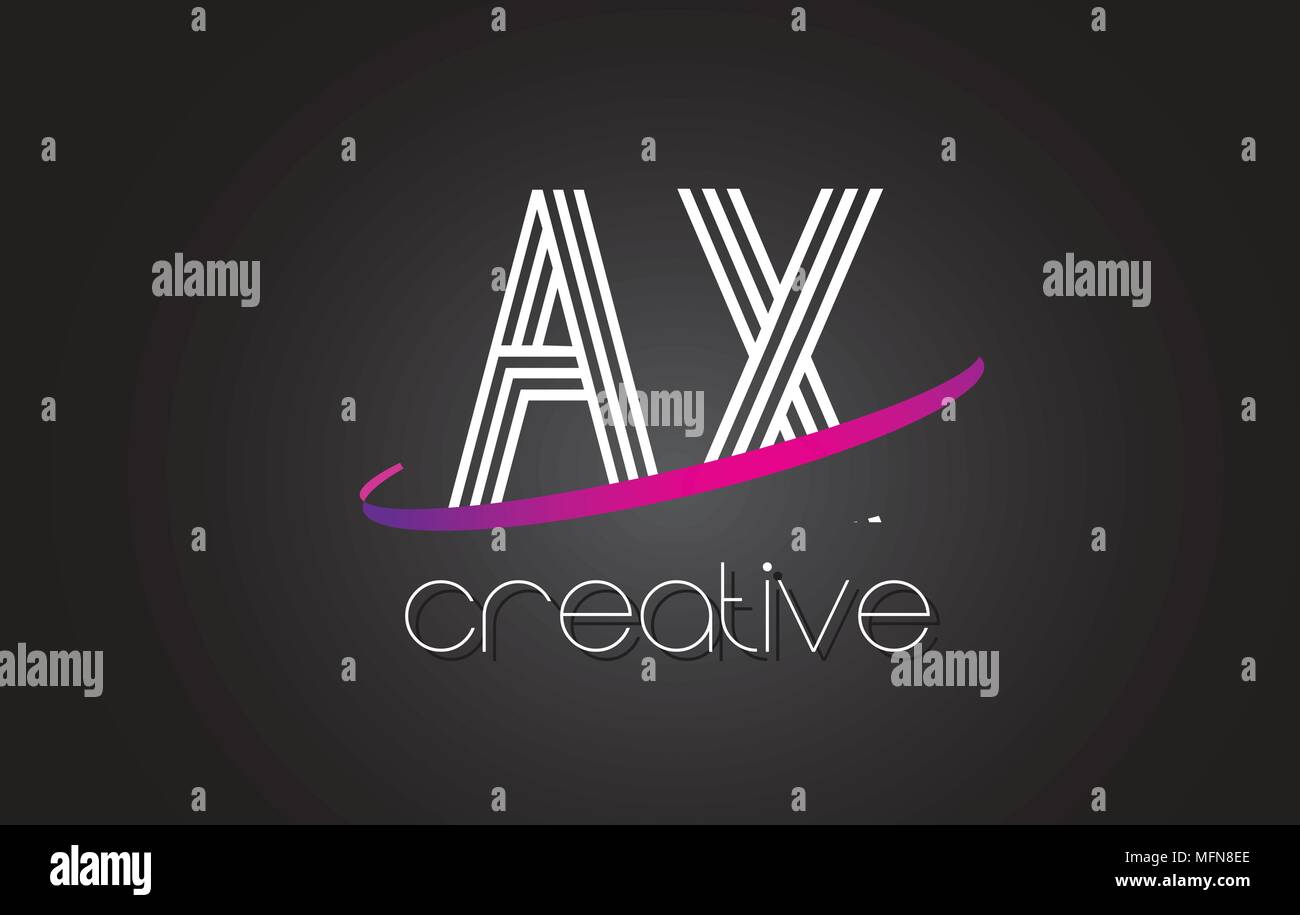 AX A X Letter Logo with Lines Design And Purple Swoosh Vector Letters ...