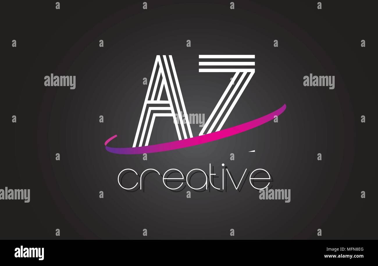 AZ A Z Letter Logo with Lines Design And Purple Swoosh Vector Letters ...