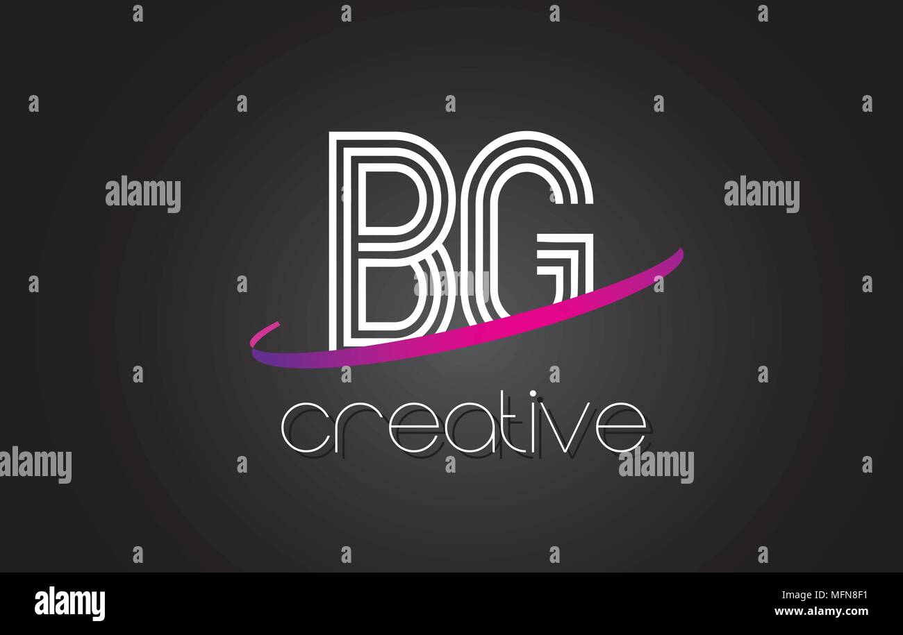 BG B G Letter Logo with Lines Design And Purple Swoosh Vector Letters ...