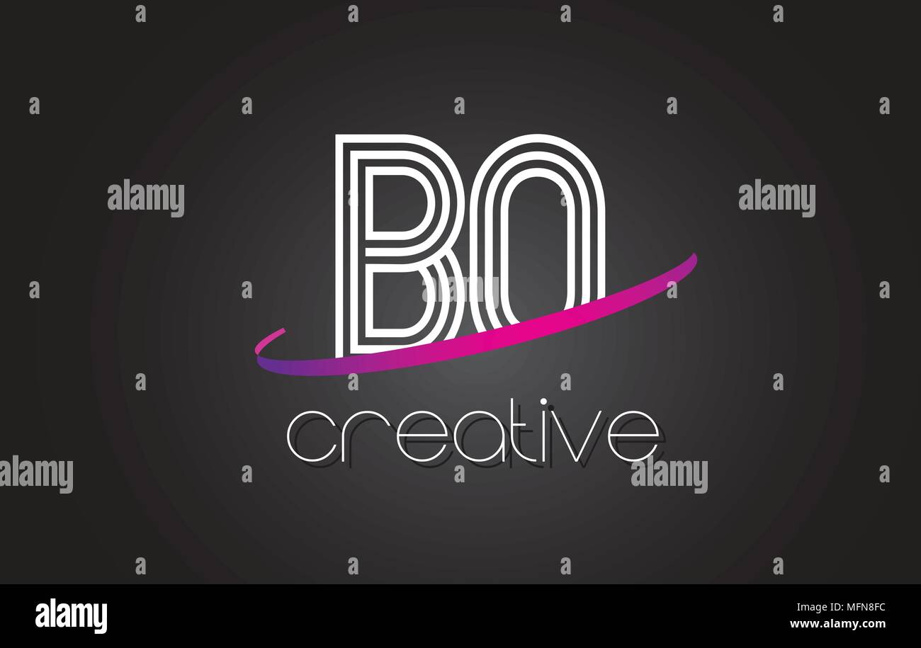 BO B O Letter Logo with Lines Design And Purple Swoosh Vector Letters ...