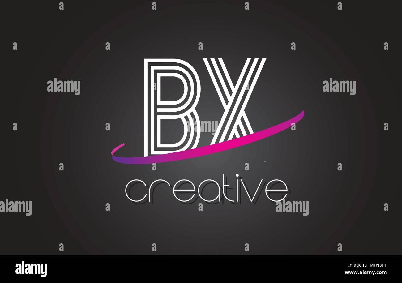 BX B X Letter Logo with Lines Design And Purple Swoosh Vector Letters ...