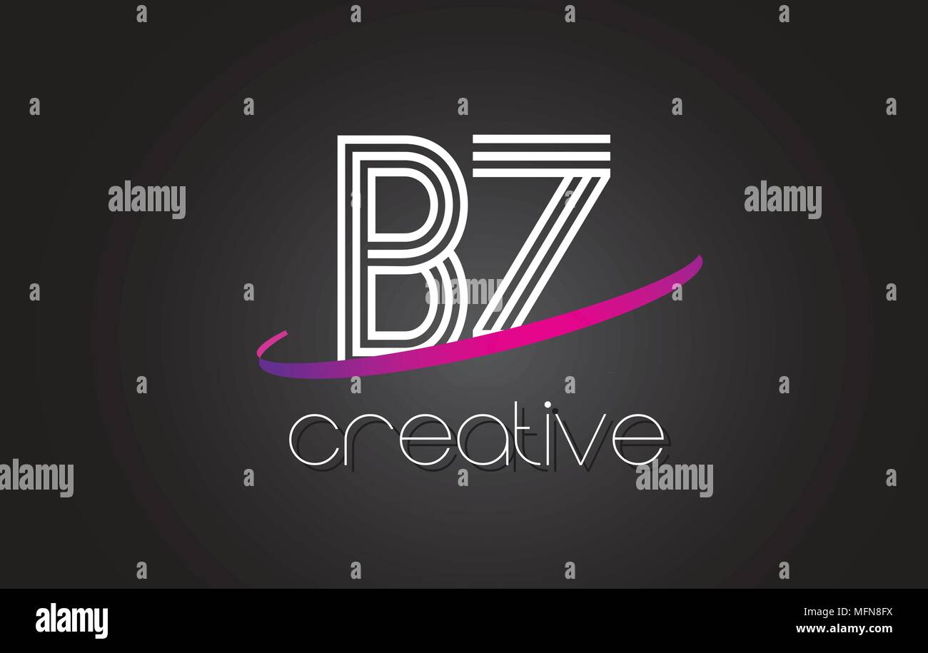 BZ B Z Letter Logo with Lines Design And Purple Swoosh Vector Letters ...