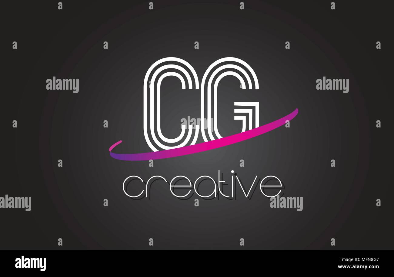 CG C G Letter Logo with Lines Design And Purple Swoosh Vector Letters ...