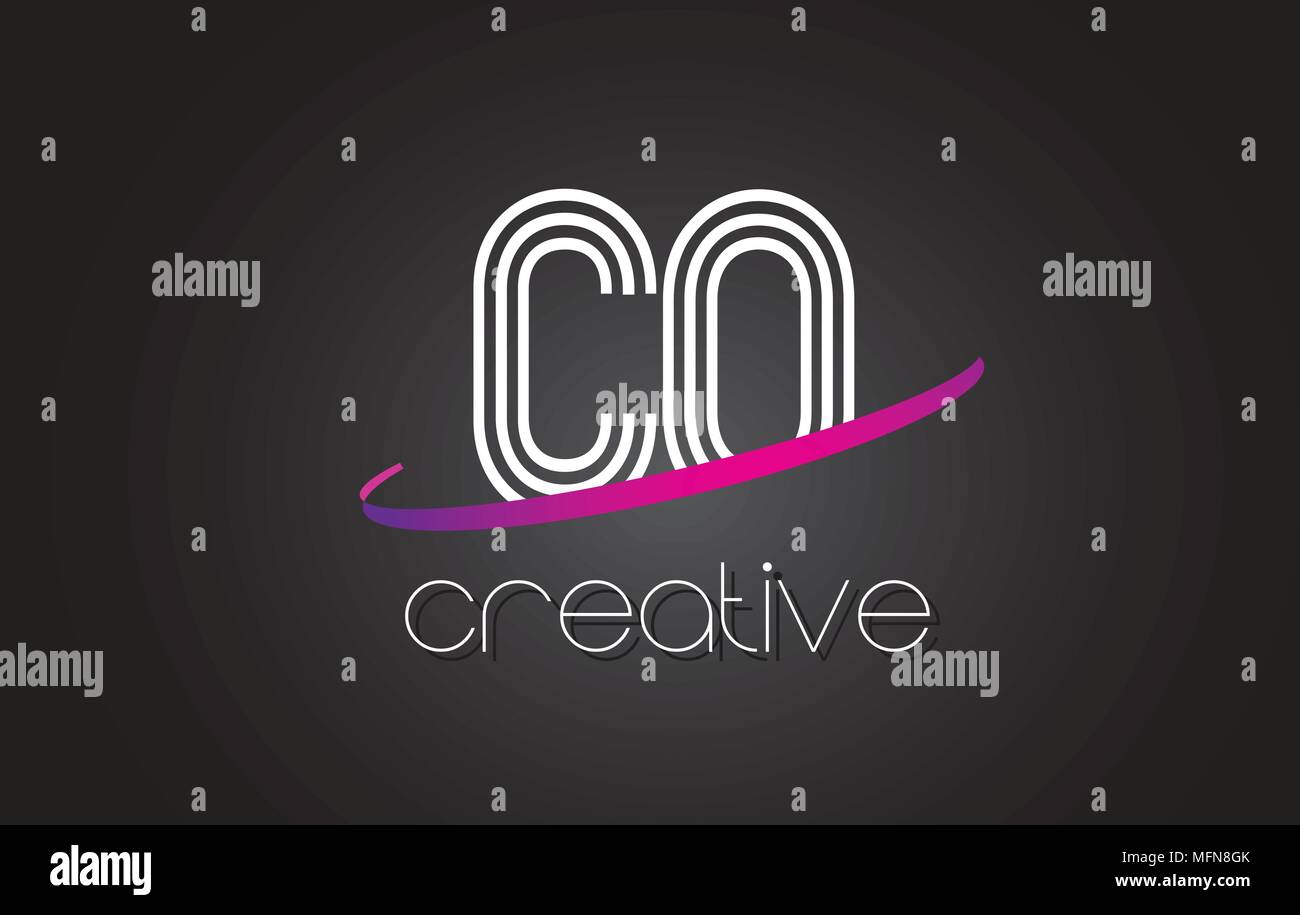 CO C O Letter Logo with Lines Design And Purple Swoosh Vector Letters ...