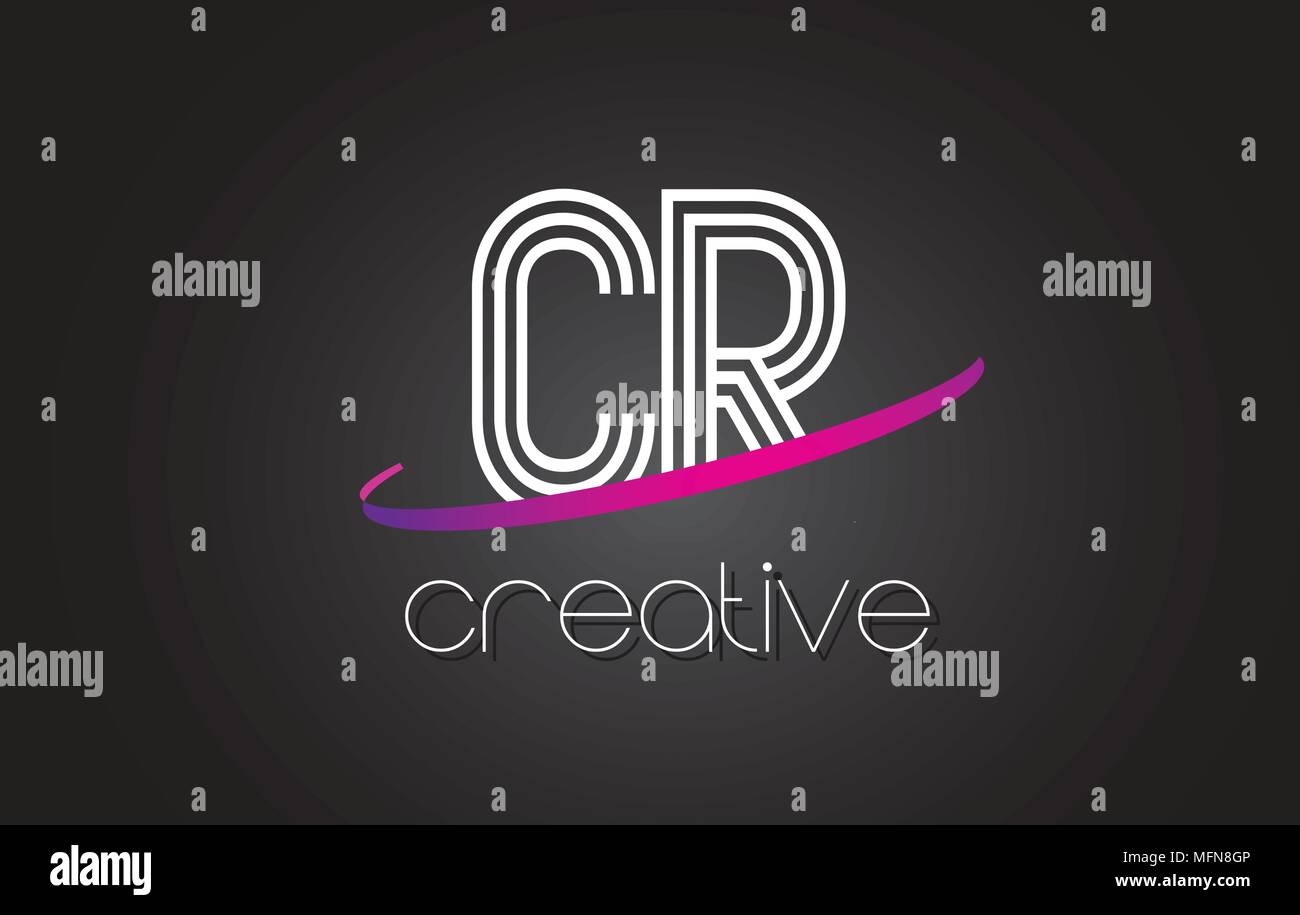 CR C R Letter Logo with Lines Design And Purple Swoosh Vector Letters ...