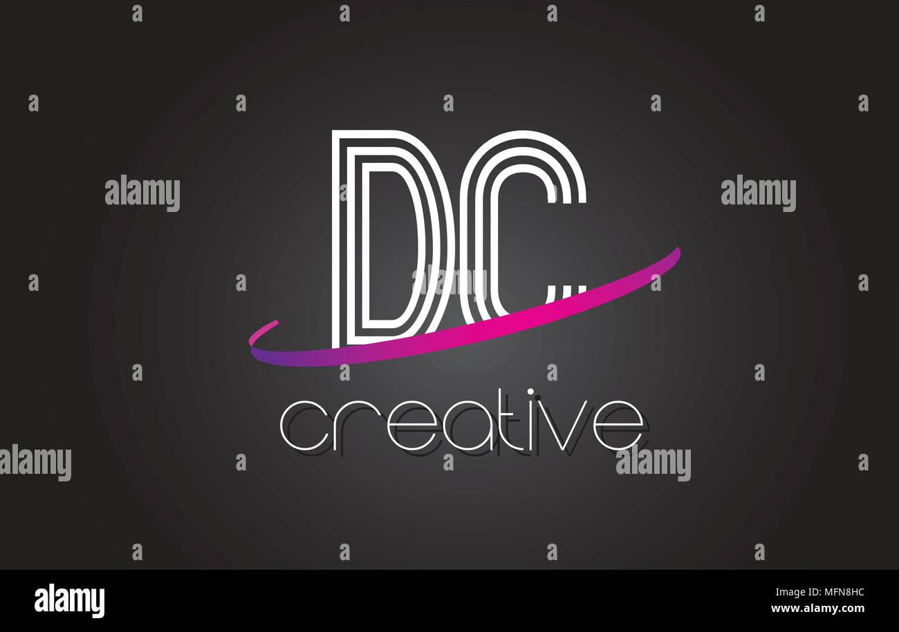 DC D C Letter Logo with Lines Design And Purple Swoosh Vector Letters ...
