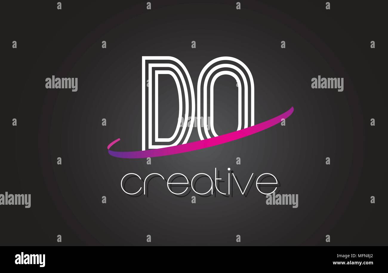 DO D O Letter Logo with Lines Design And Purple Swoosh Vector Letters ...