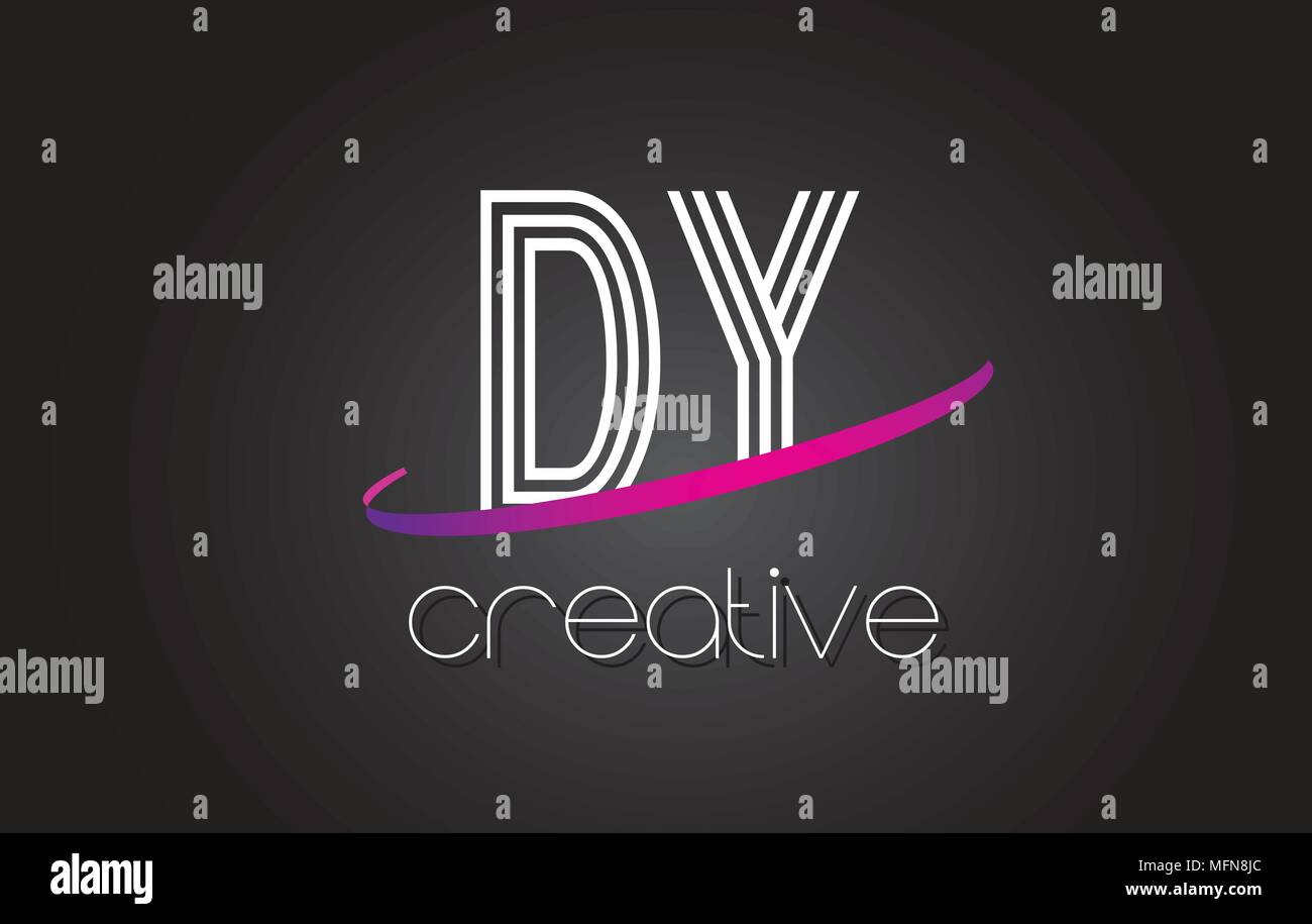 DY D Y Letter Logo with Lines Design And Purple Swoosh Vector Letters ...
