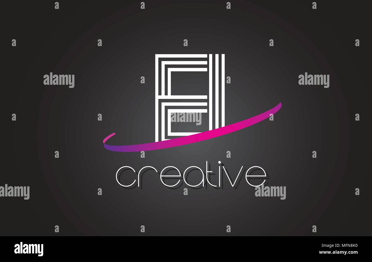 EI E I Letter Logo with Lines Design And Purple Swoosh Vector Letters ...
