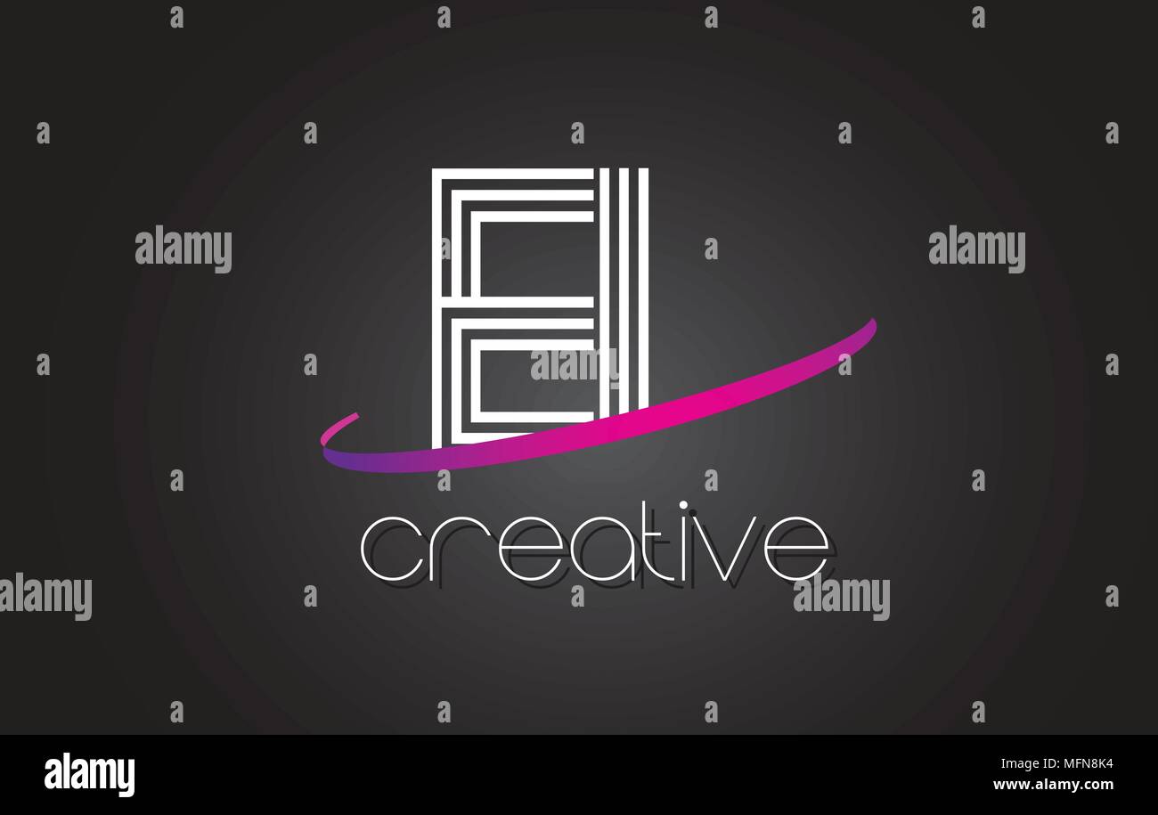 EL E L Letter Logo with Lines Design And Purple Swoosh Vector Letters ...